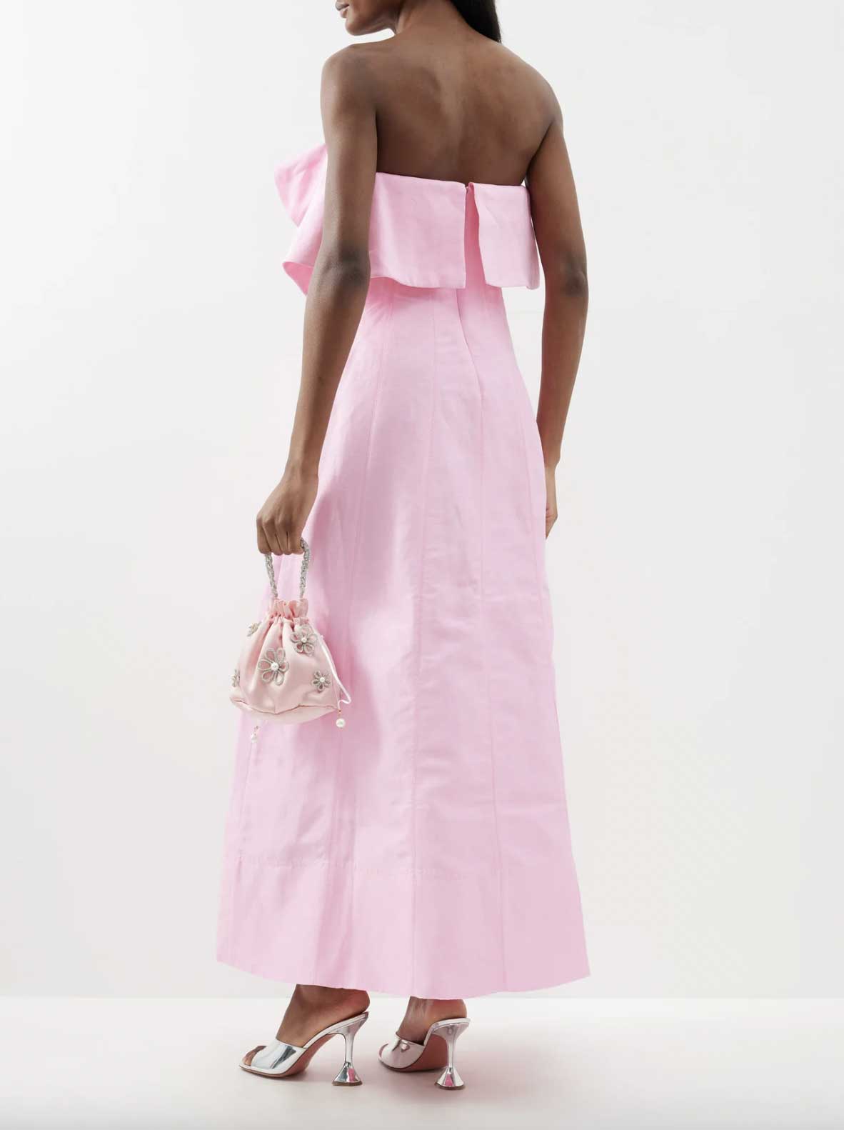Rent Aje Shallows Strapless Linen-Blend Gown Pink | Rites Rental & Resale