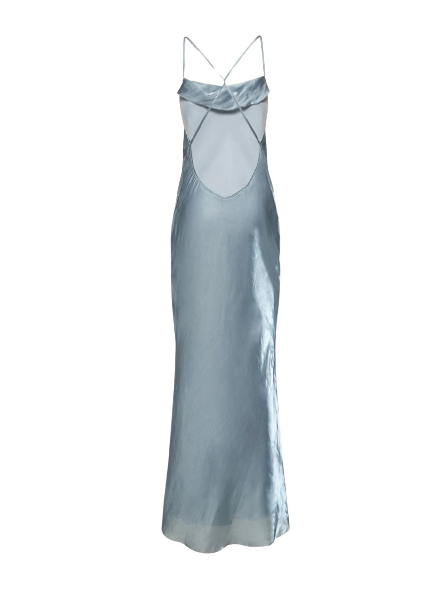 Rent Bec & Bridge Steele Blue Indra Satin Maxi Dress | Rites Rental