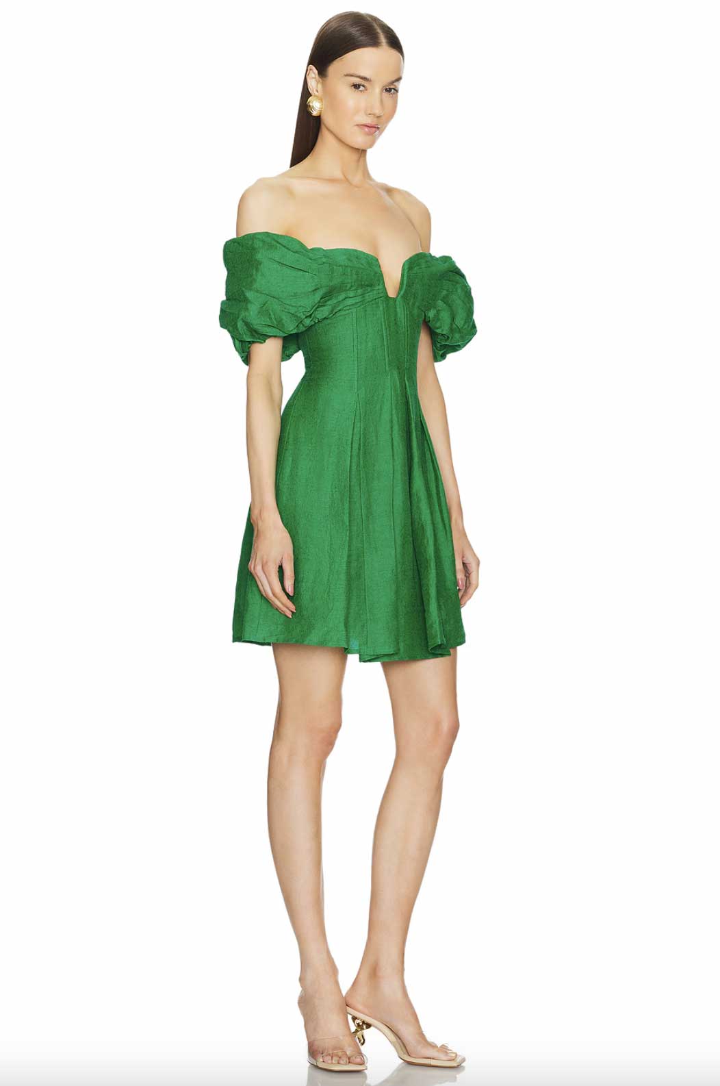 Rent Cult Gaia Green Lissett Off Shoulder Mini Dress | Rites Rental ...
