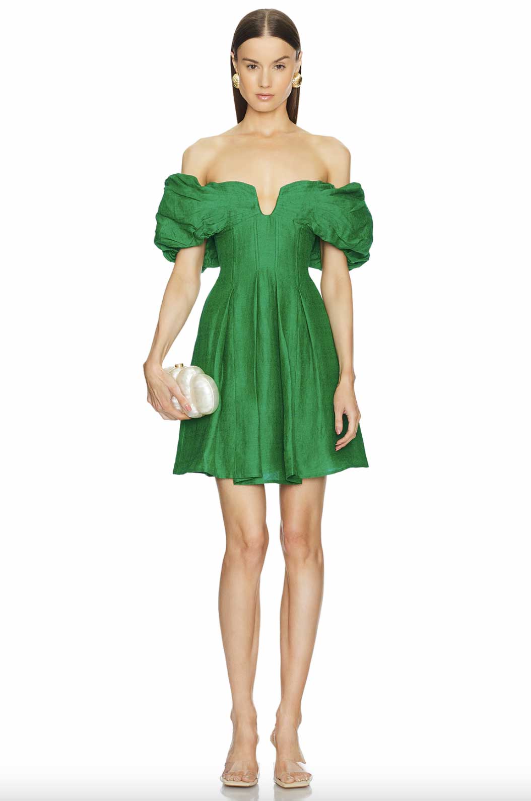 Rent Cult Gaia Green Lissett Off Shoulder Mini Dress | Rites Rental ...