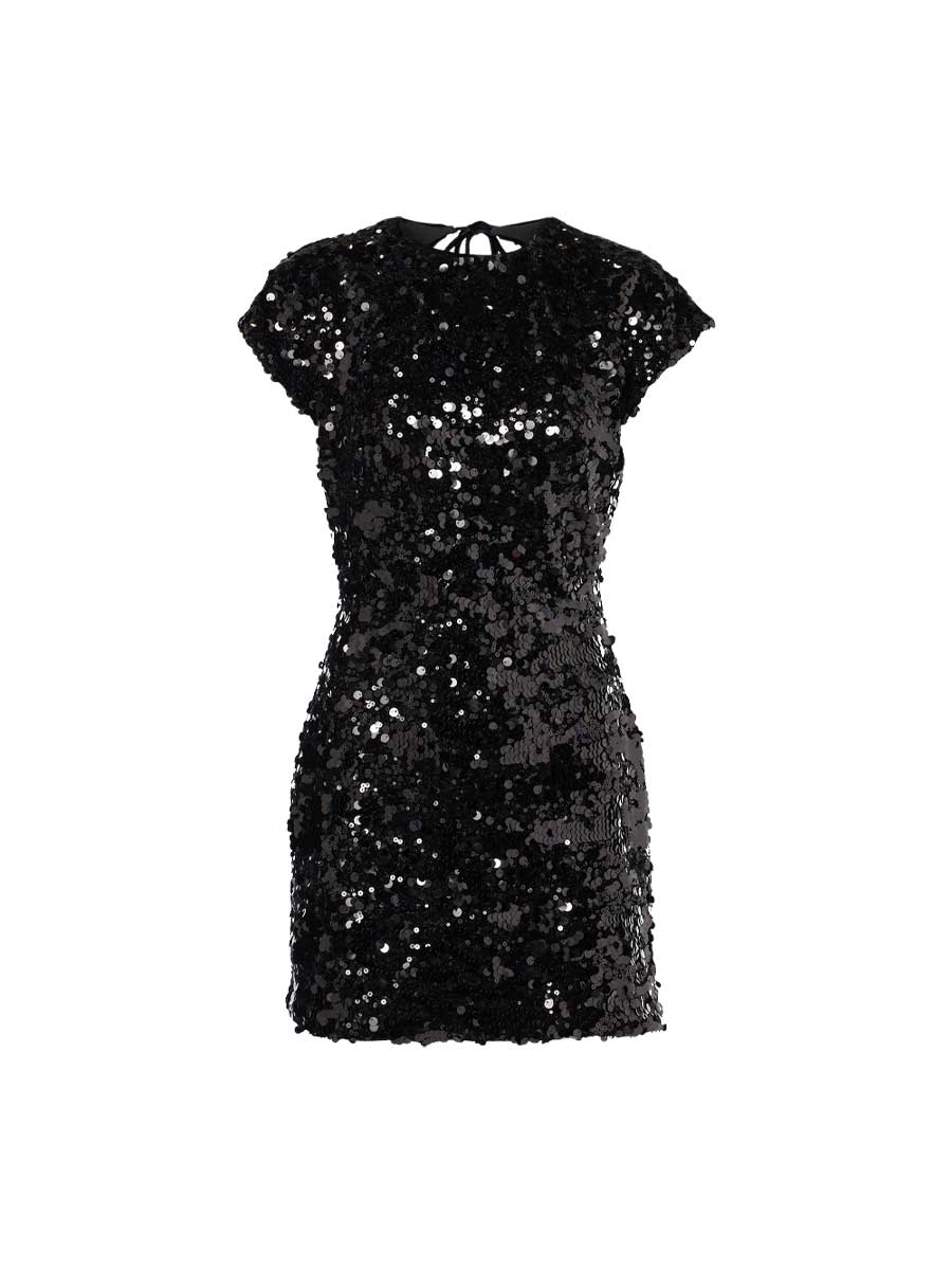 Rent Ganni Black Velvet Sequin Mini Dress | Rites Rental & Resale