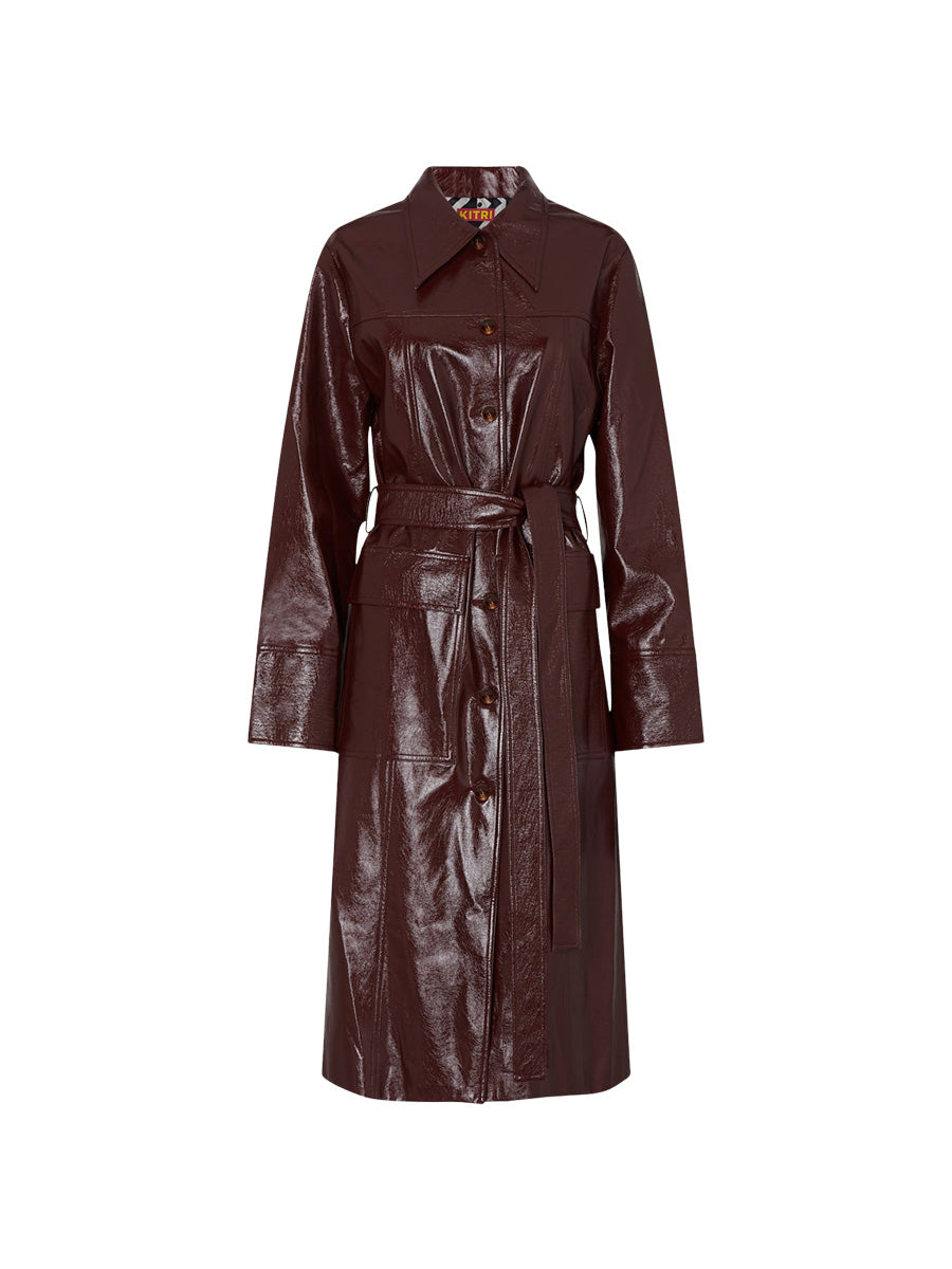 Rent Kitri Dominique Burgundy Vinyl Coat | Rites Rental & Resale