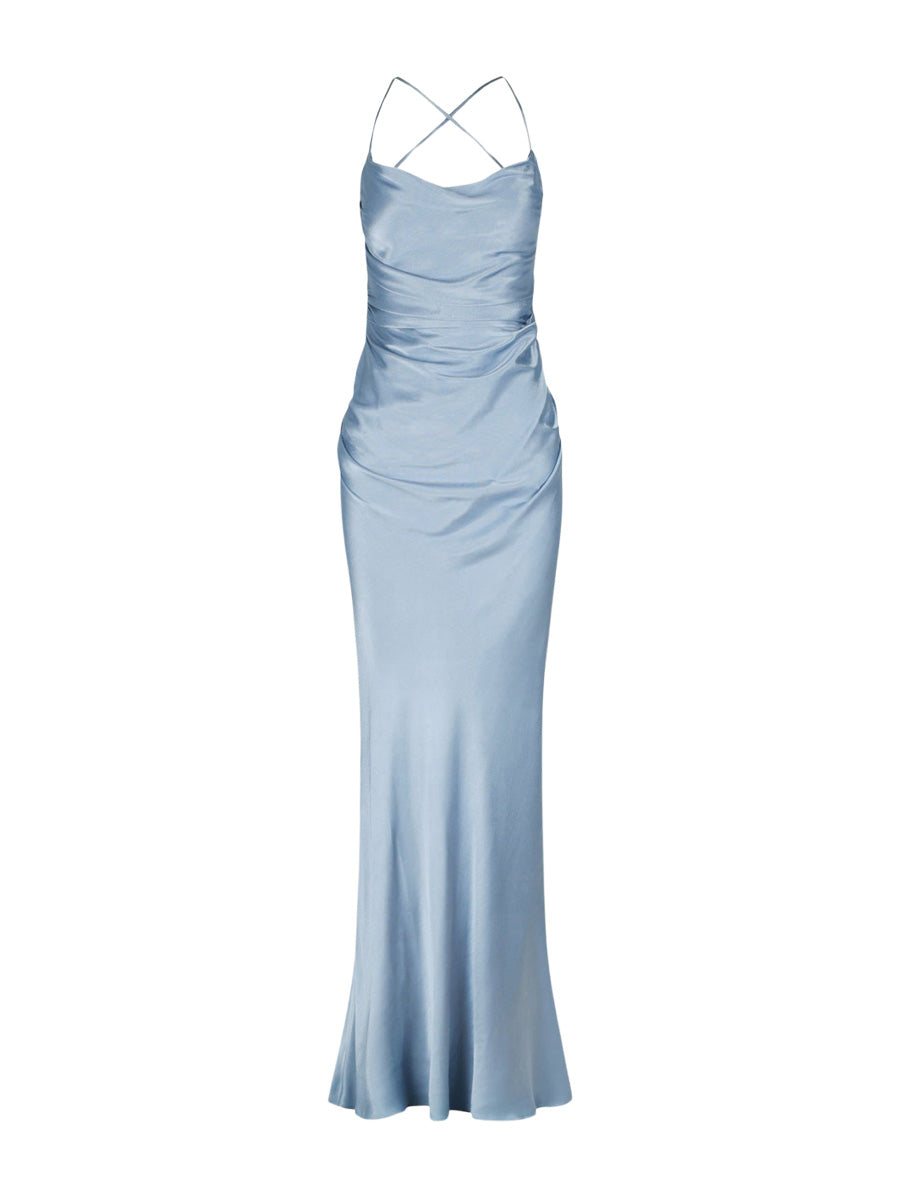 Rent Shona Joy La Lune Lace Back Maxi Dress Powder Blue | Rites Rental