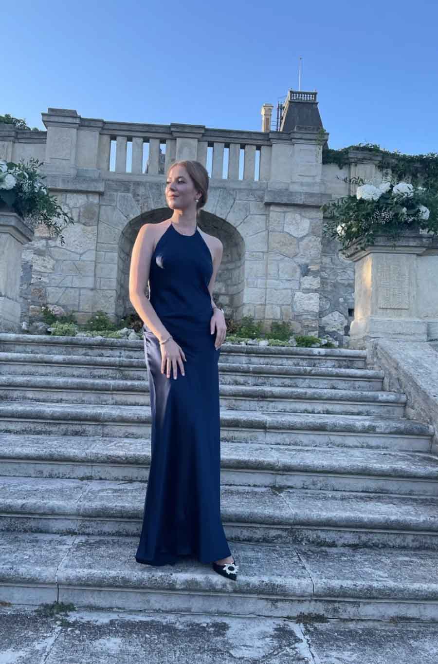 Rent Reformation Navy Silk Jeany Dress | Rites London