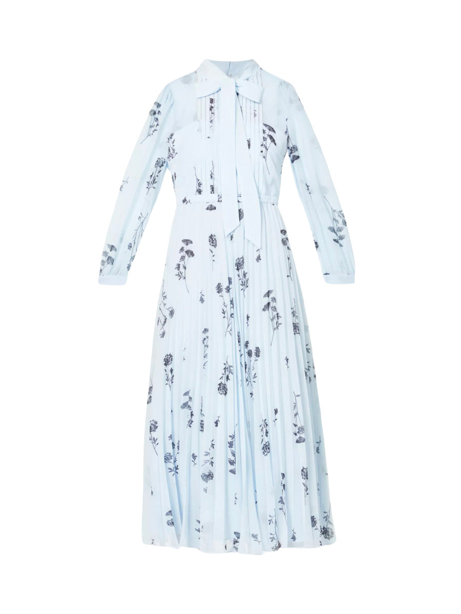 Rent Self Portrait Blue Floral Chiffon Midi Dress | Rites Rental & Resale