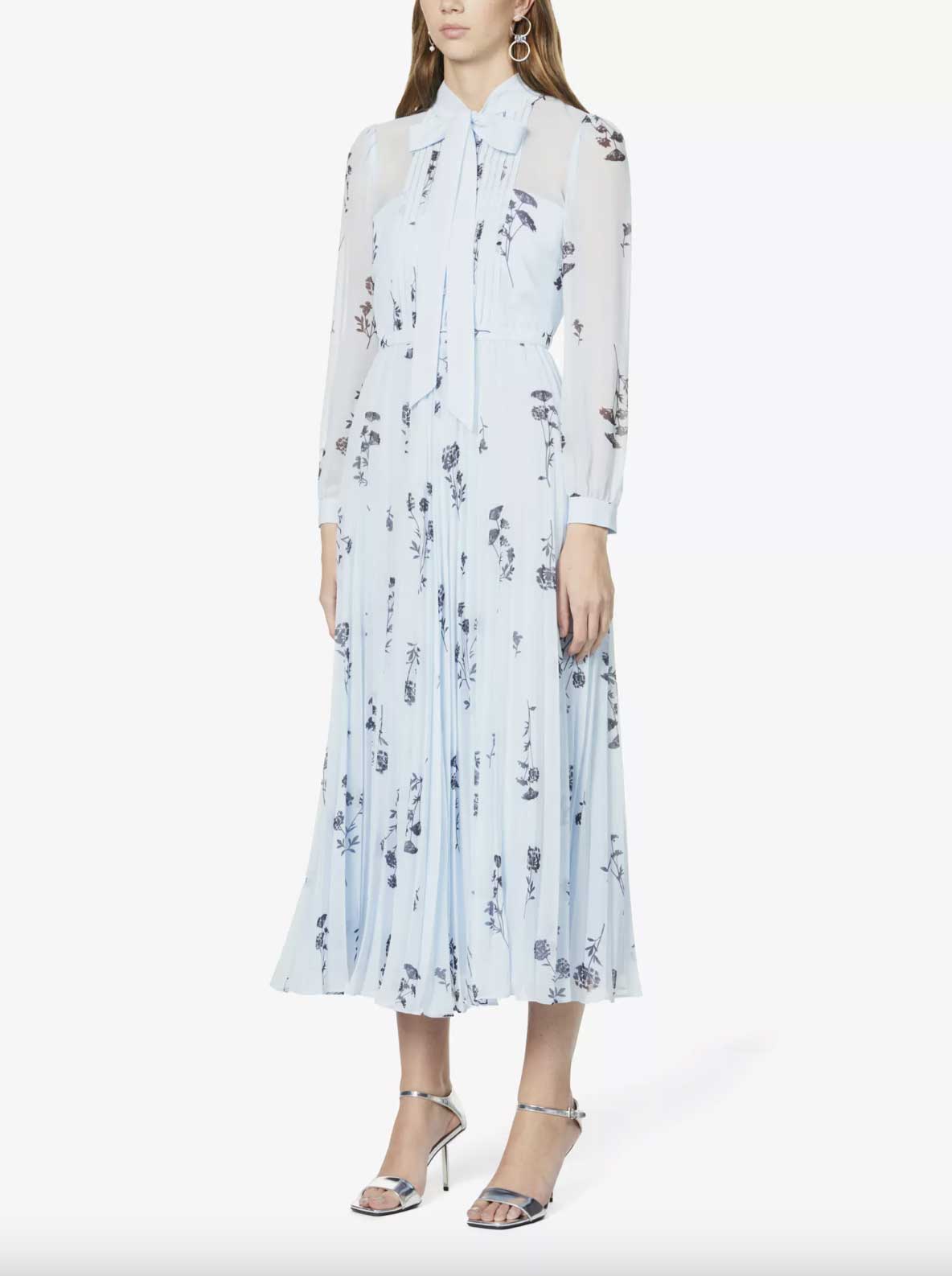 Rent Self Portrait Blue Floral Chiffon Midi Dress | Rites Rental & Resale
