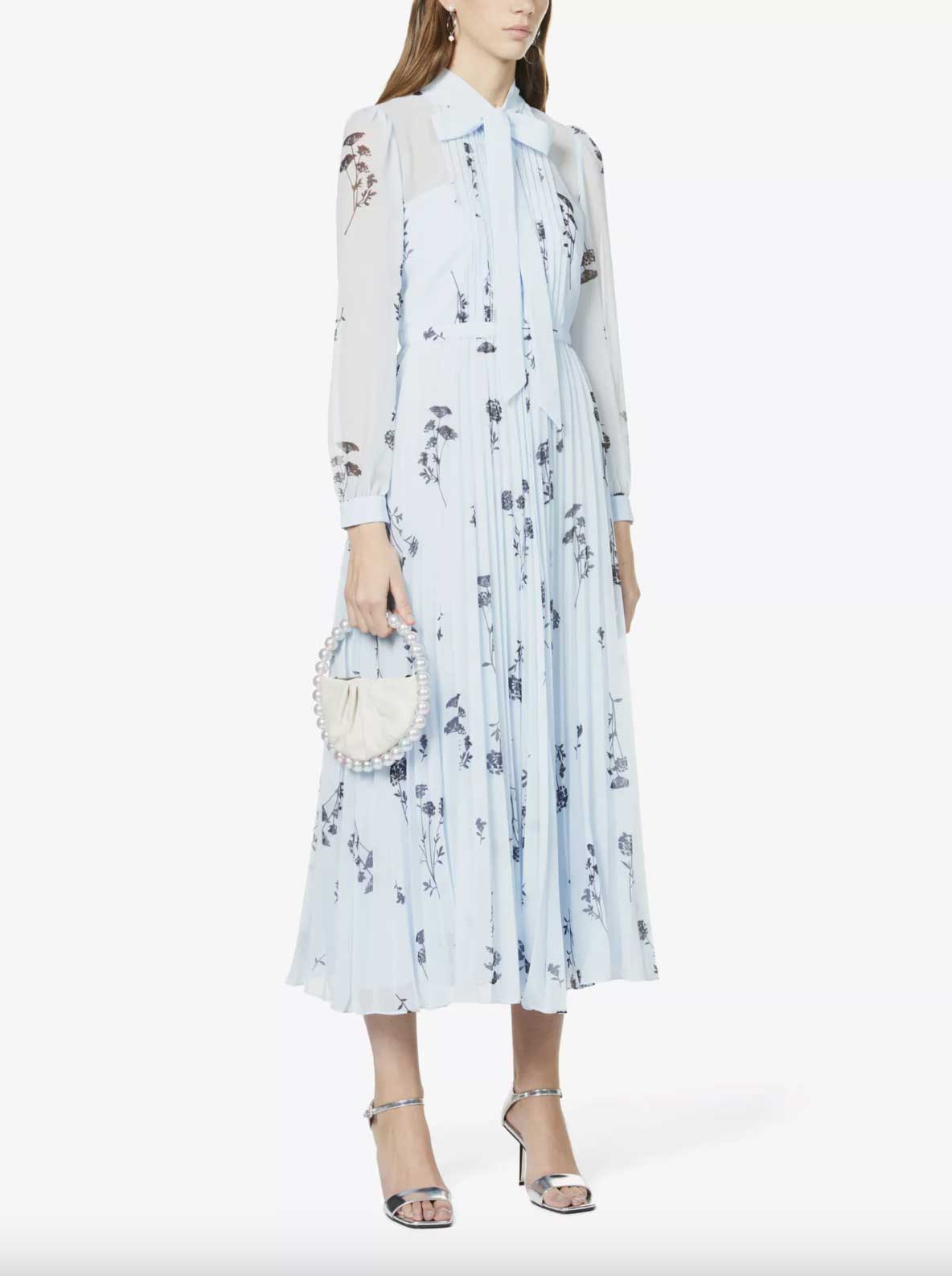 Rent Self Portrait Blue Floral Chiffon Midi Dress | Rites Rental & Resale
