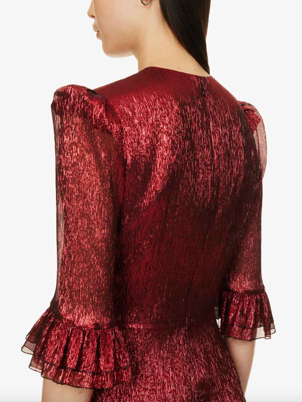 Rent The Vampire's Wife Falconetti Red Metallic Midi Dress | Rites Rental