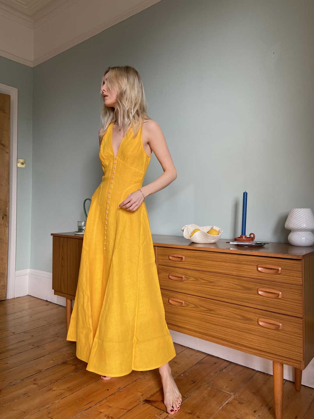 Rent The Three Graces Rose Dress In Sunflower Yellow | Rites Rental